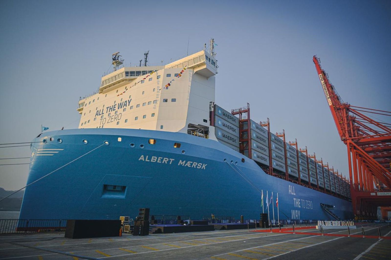 Maersk christens new dual-fuel methanol containership in India - Carbon ...